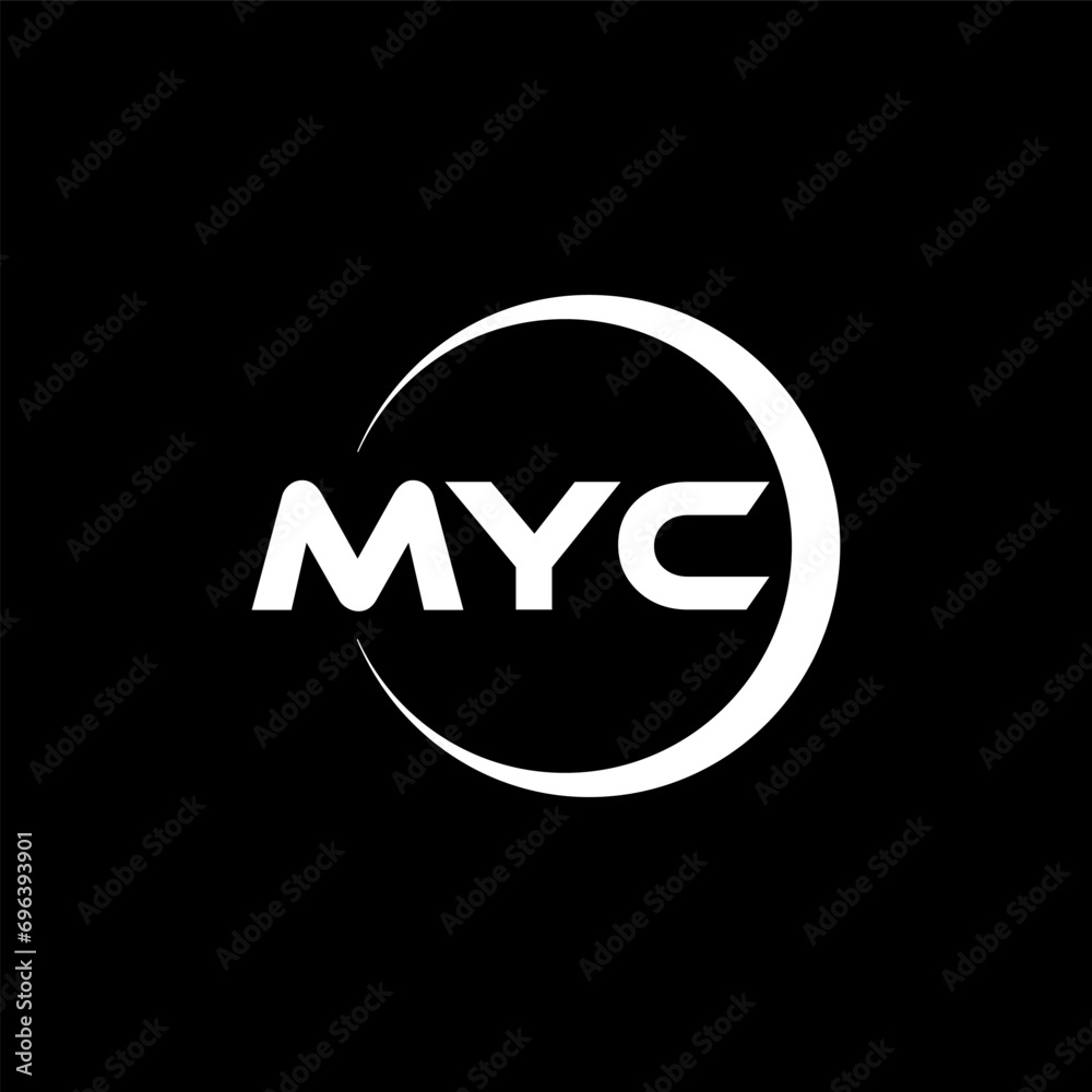 MYC letter logo design with black background in illustrator, cube logo ...