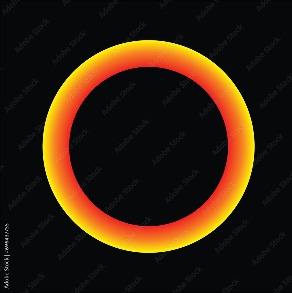 Set of color circles round curve shape with wavy dynamic lines isolated ...