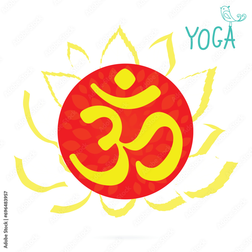 Om or Aum Indian sacred sound. The symbol of the divine triad of Brahma ...