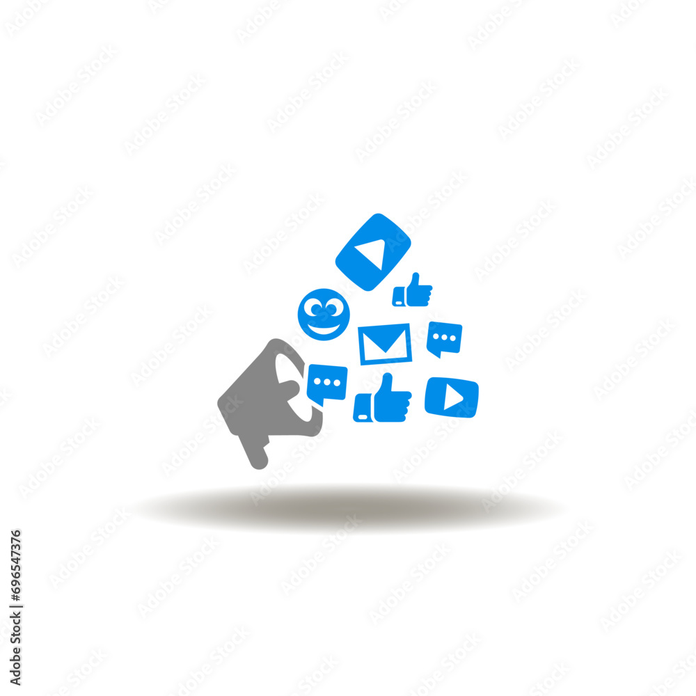 Vector illustration of megaphone shouts cloud with sign of speech ...
