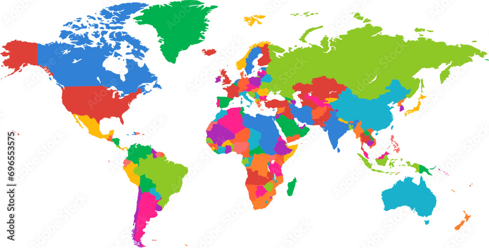 Colorful World Map Vector. Detailed illustration of world map. Stock ...