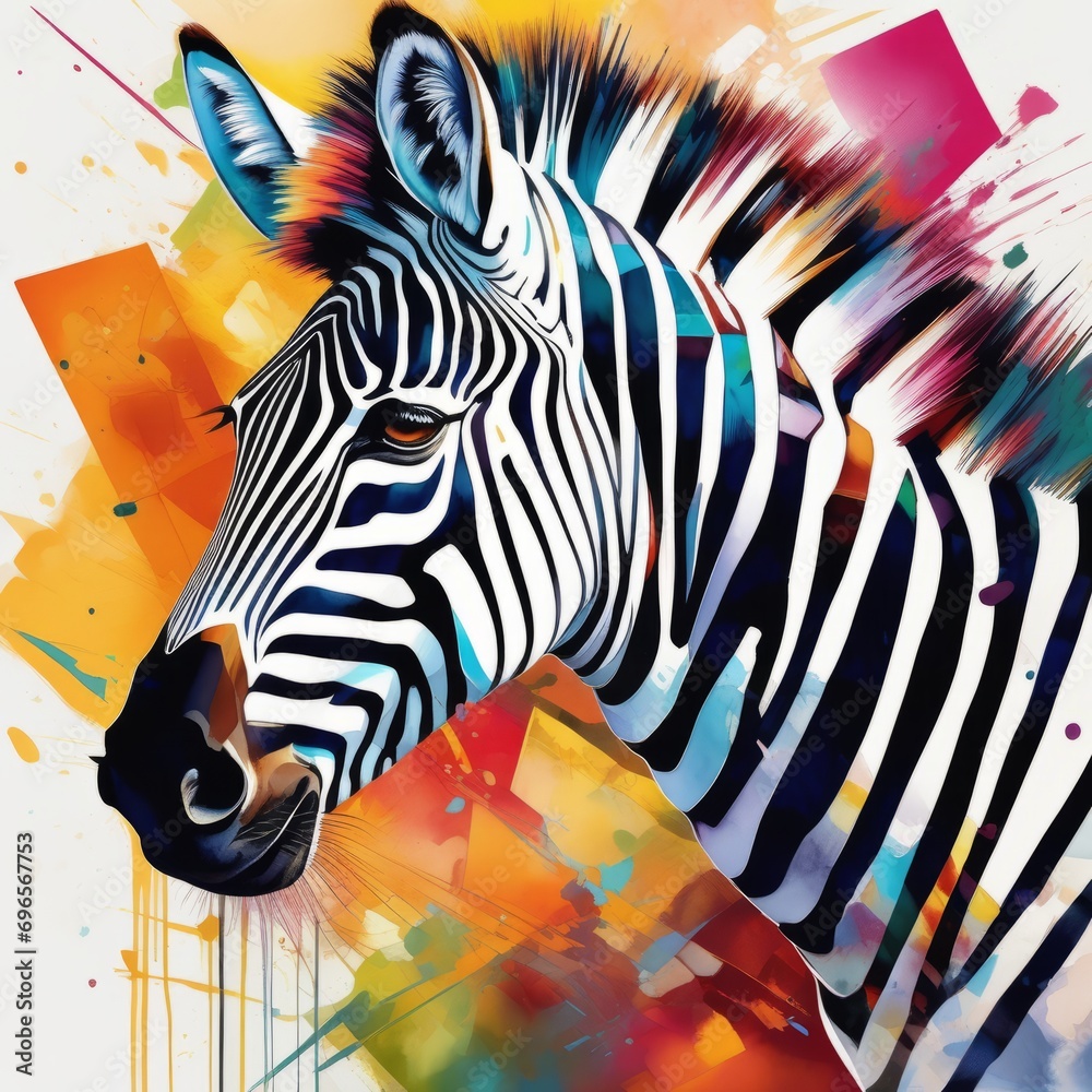 zebra bright abstract illustration in Street Art style created with ...