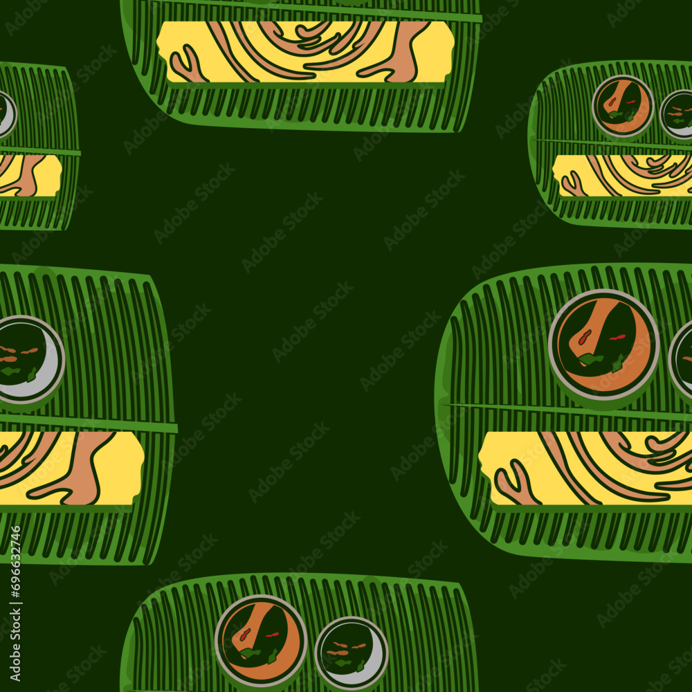 Editable Top View Indian Masala Dosa With Chutney and Sambar on Banana ...