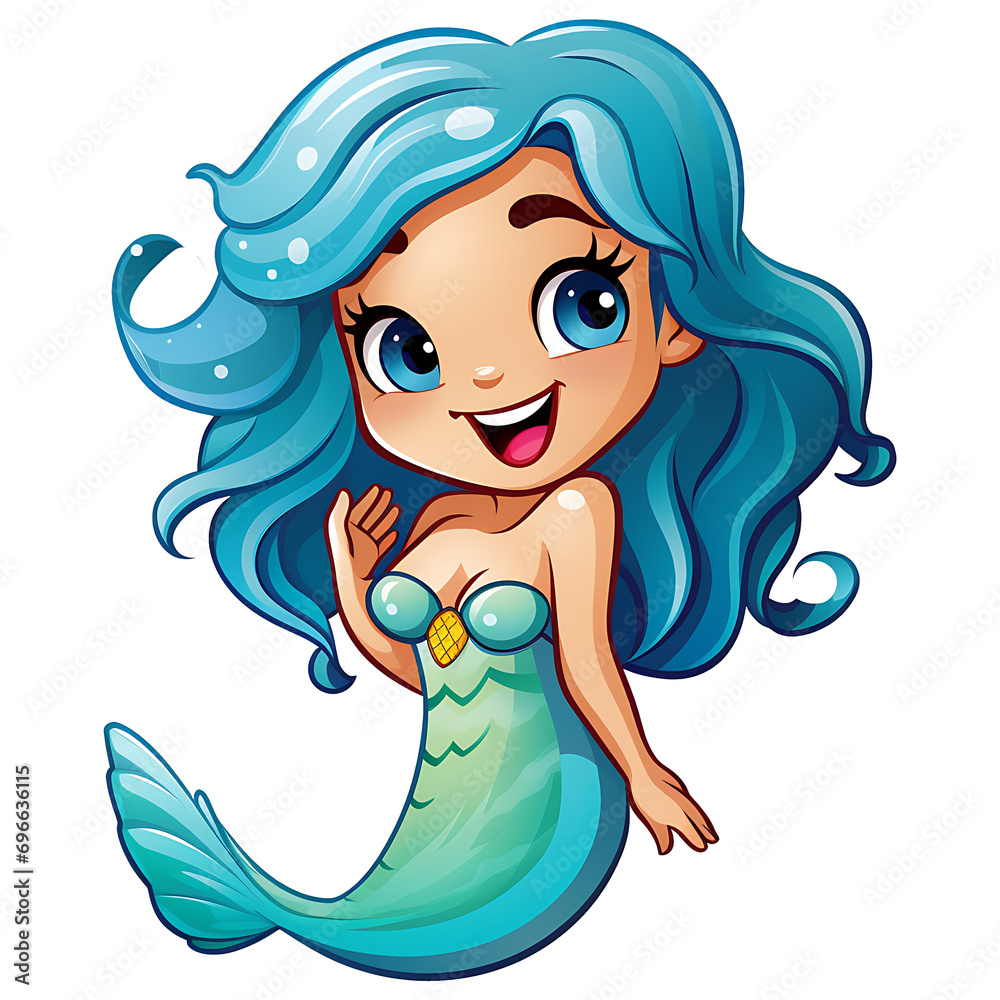 beautiful cute mermaid smiling clipart sticker illustration transparent ...