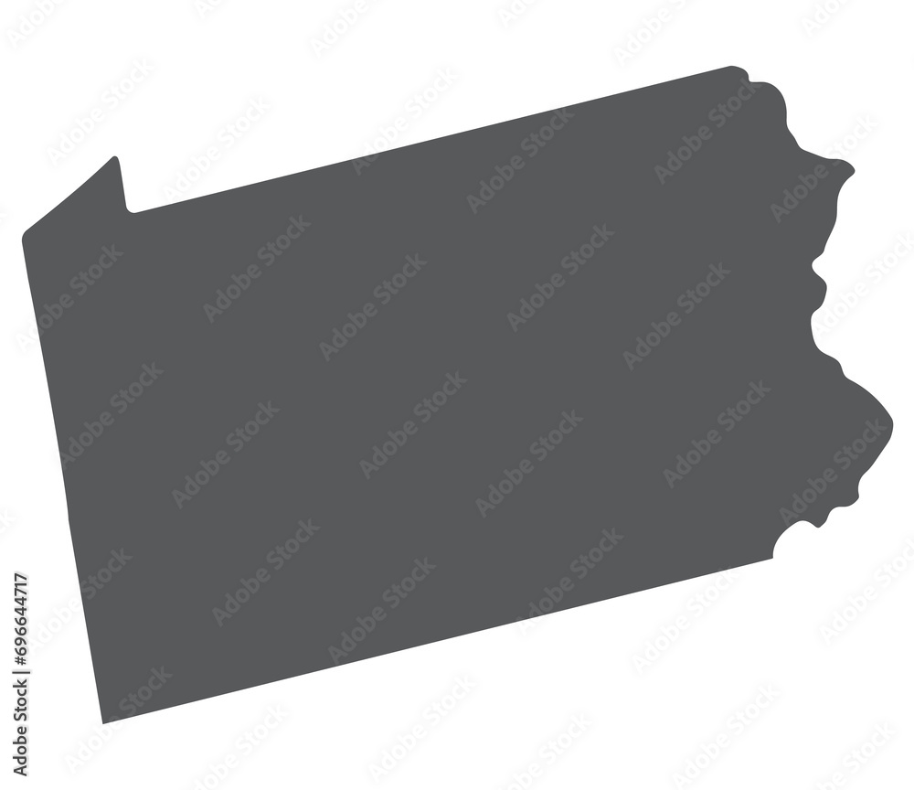 Pennsylvania state map. Map of the U.S. state of Pennsylvania. Stock ...
