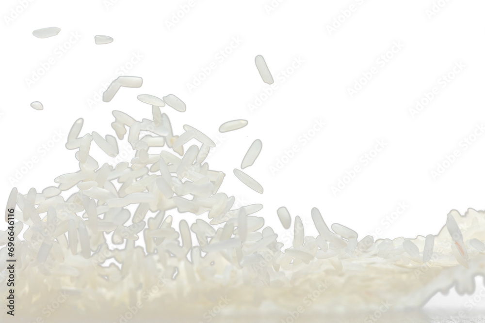 Japanese Rice flying explosion, white grain rices fall abstract fly ...