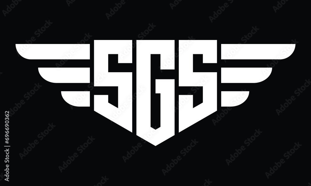 Stock-Vektorgrafik „SGS three letter logo, creative wings shape logo ...
