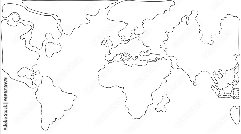 world map vector isolated on white background. Flat Earth map template ...