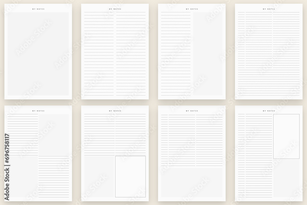 Minimalist printable planner page templates. Notes planner Bundle ...