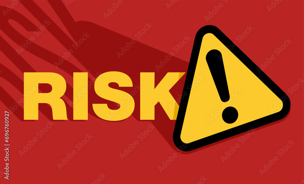Risk word, attention sign in yellow triangle Stock Vector | Adobe Stock