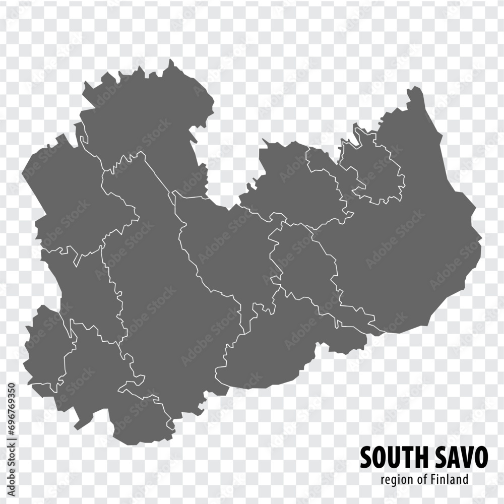 Blank map South Savo Region of Finland. High quality map South Savo on ...
