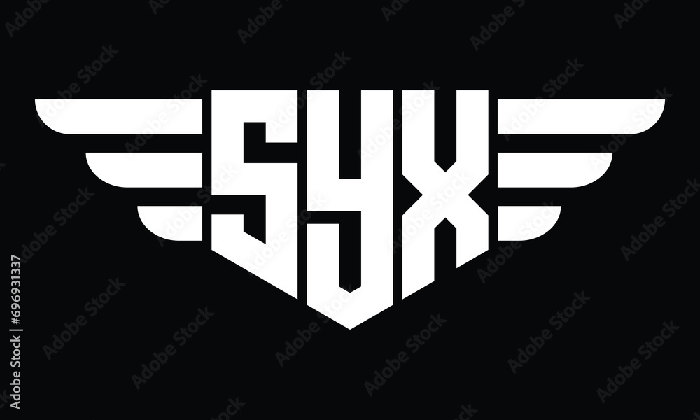 SYX three letter logo, creative wings shape logo design vector template ...