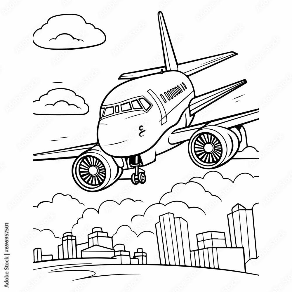 hand drawn Aeroplan coloring page illustration Stock Photo | Adobe Stock