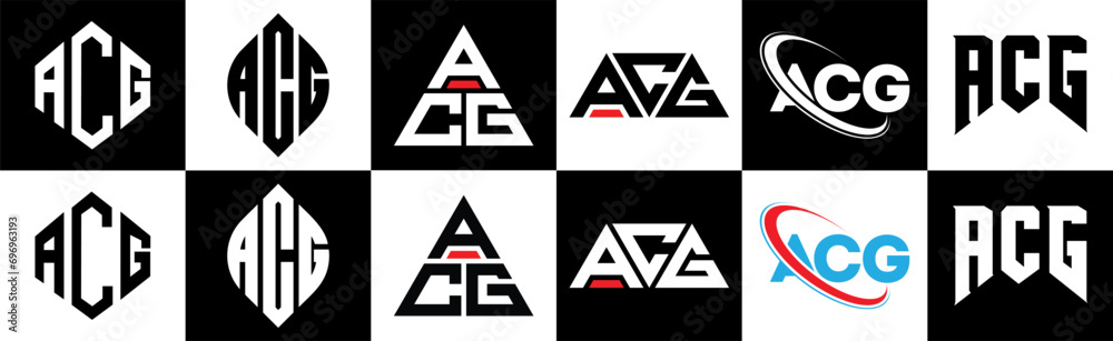 Image vectorielle Stock ACG letter logo design in six style. ACG ...