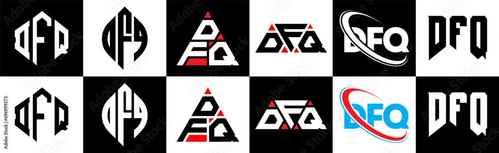 DFQ letter logo design in six style. DFQ polygon, circle, triangle ...