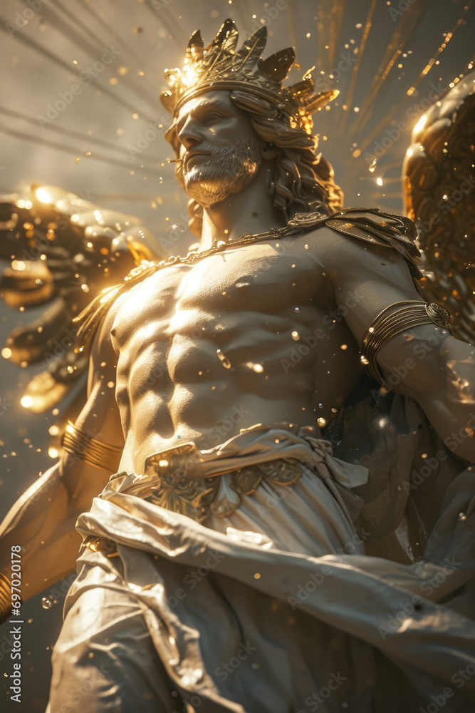 Helios - Greek god in a half-body shot with a background reflecting his ...