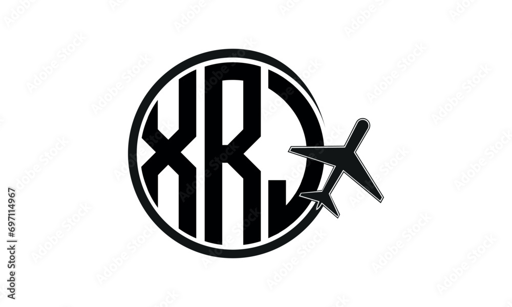 XRJ three initial letter circle tour & travel agency logo design vector ...