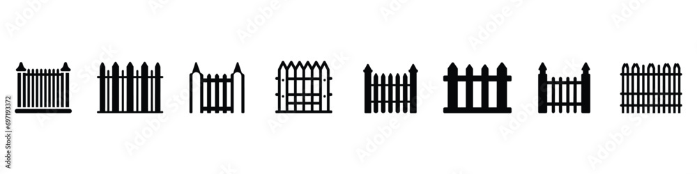 Image vectorielle Stock Fence and gates isolated icons, Fence gate ...