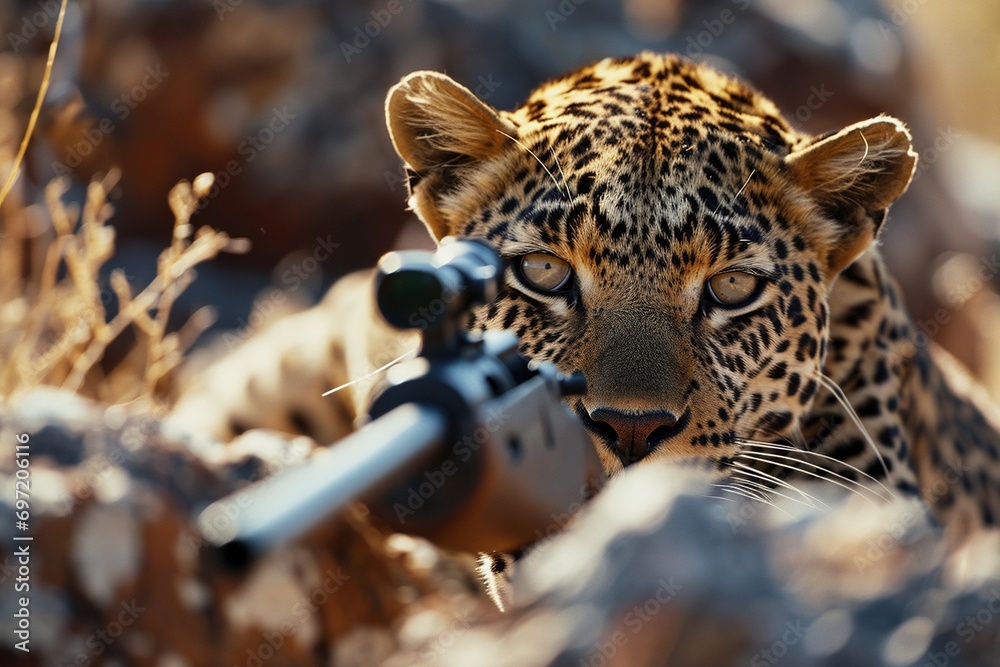 Feline Marksman: Role Reversal with a Leopard in Sniper Position ...