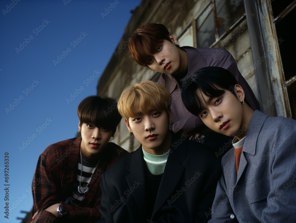 korean k-pop boys band group portrait Stock Photo | Adobe Stock