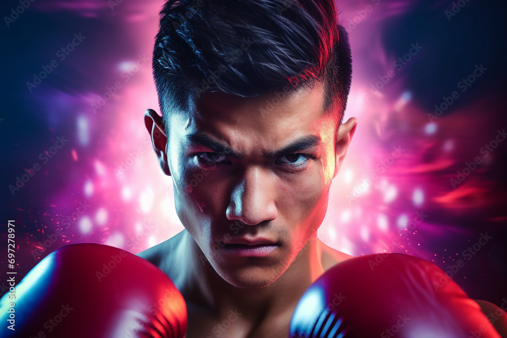 Generative AI illustration of serious determined male female boxer ...