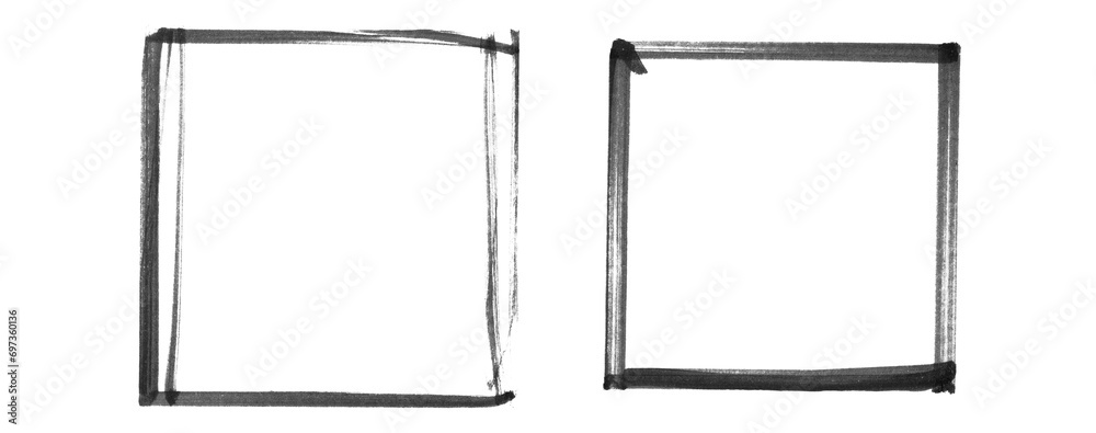 black marker box frame, set of Isolated hand drawn doodle elements in ...