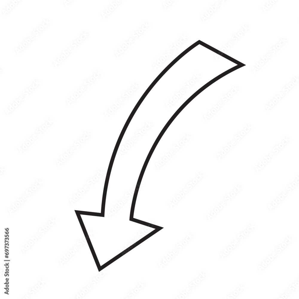 Curve Arrow vector outline Pointing Icons & Symbols. Editable Outline ...