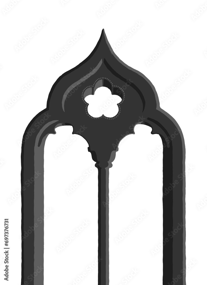 Gothic window plate tracery stylized drawing. Architectural stone ...