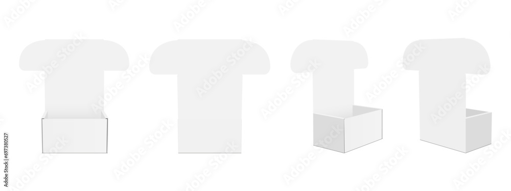 Blank Square Flip Top Mailer Box Mockup, Front, Side, Back View ...