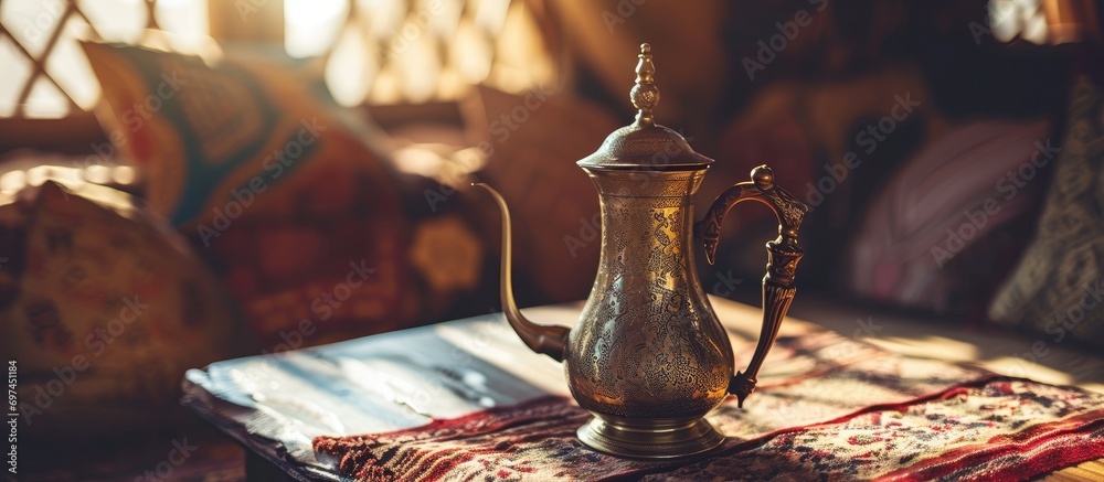 Saudi traditional coffee pot, known as Dallah, symbolizes traditional ...