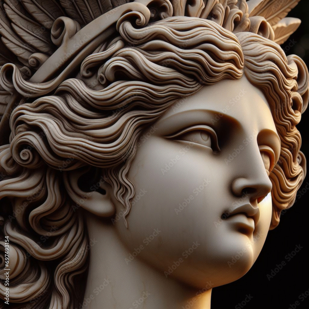 Illustration of a Renaissance marble statue of Hera. She is the queen ...