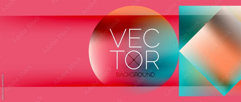 Squares and circles design. Fluid color gradients with metallic effects ...