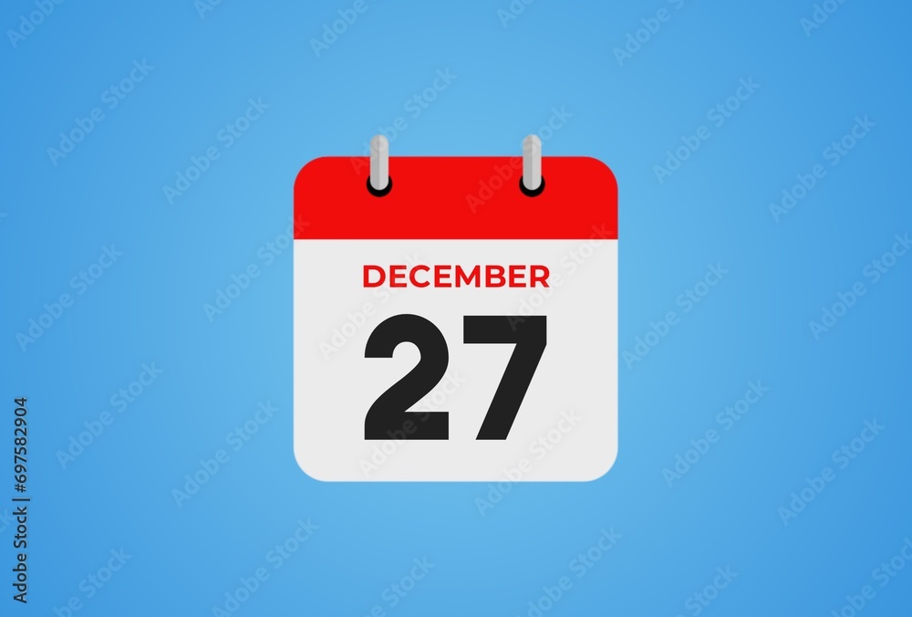 Icon calendar day. 27 December. 27th days of the month, illustration ...