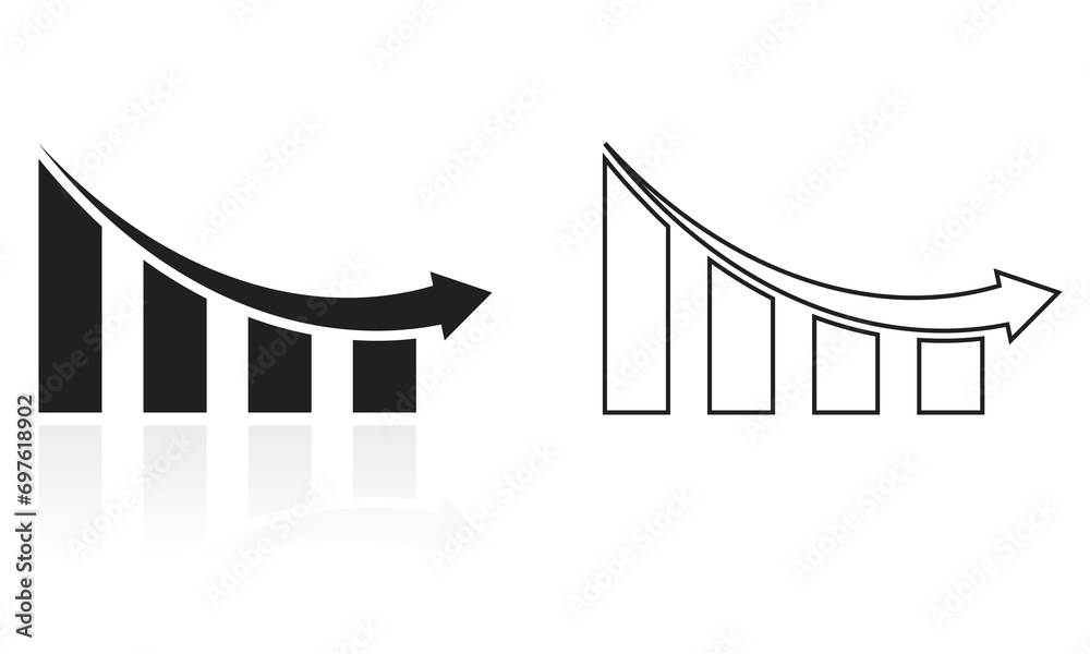 Graph icon. Growing down graph icon on white background. Finance icon ...