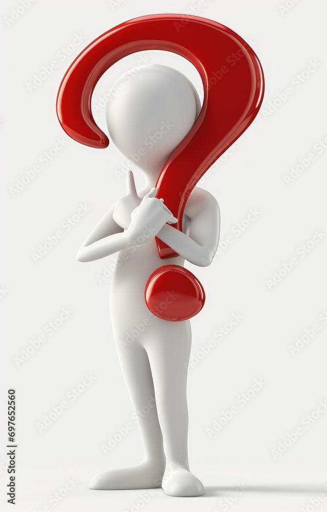 3d character: an inquisitive figure adorned with a dynamic question ...