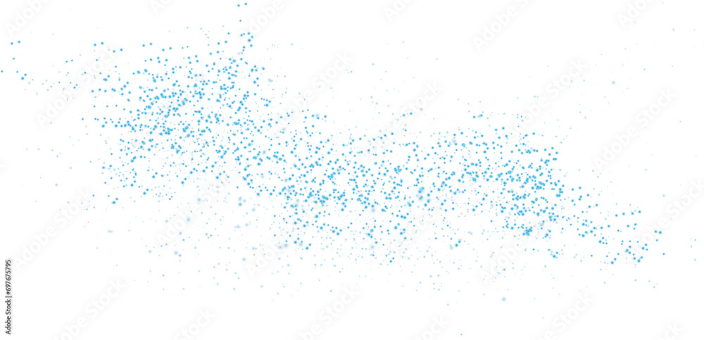 Blue scattering of small particles of sugar crystals, flying salt, top ...