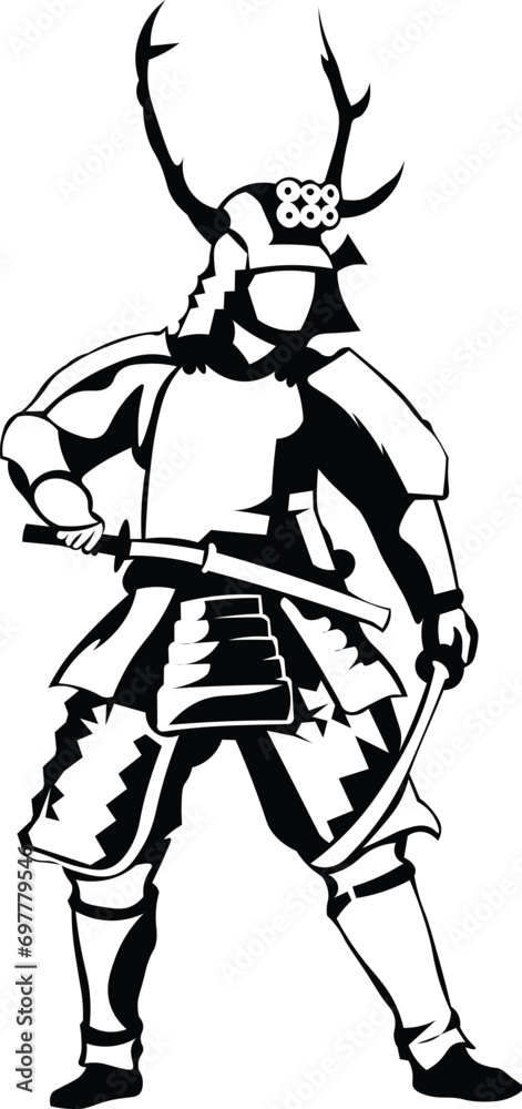 Cartoon Black and White Isolated Illustration Vector Of A Shogun ...
