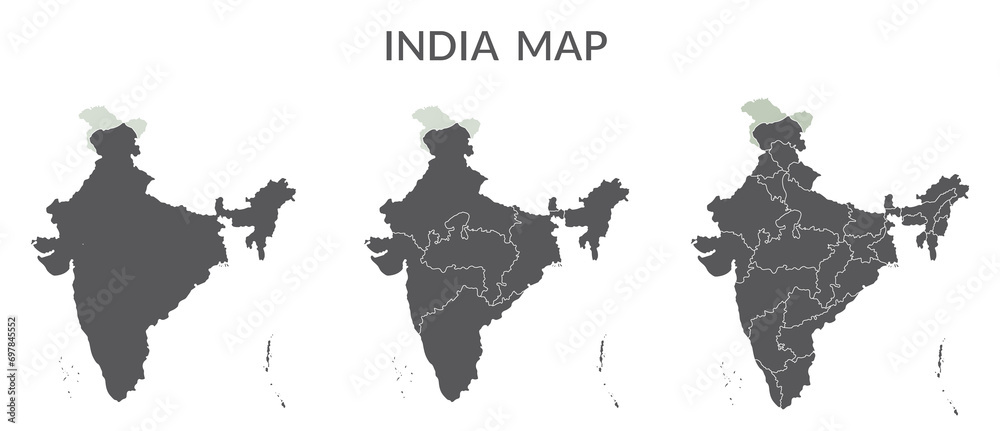 India map set in grey color Stock Illustration | Adobe Stock