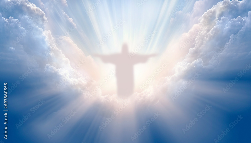 Jesus Christ In The Clouds on sky background Stock Photo | Adobe Stock