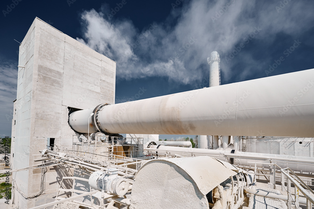 Building of loading device of roasting rotary furnace Stock Photo ...