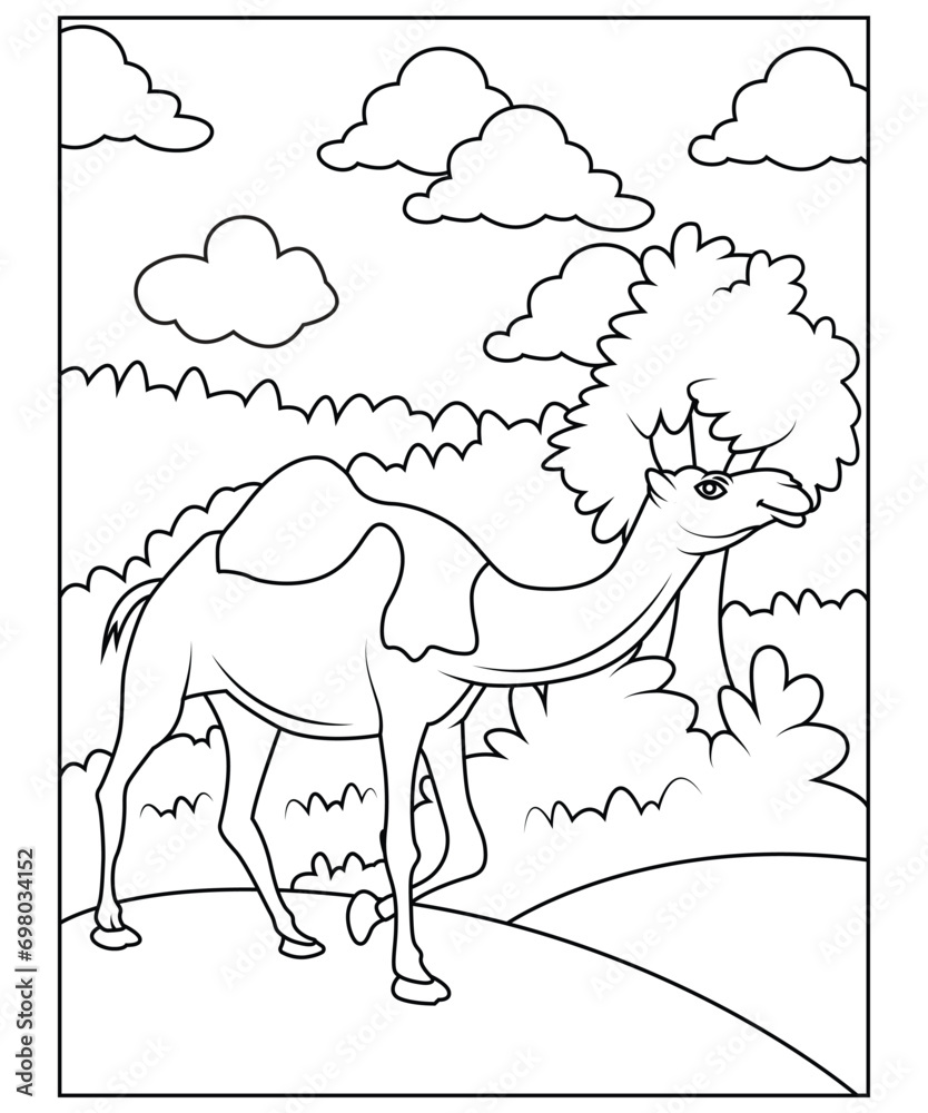 camel coloring page for kids Stock Vector | Adobe Stock