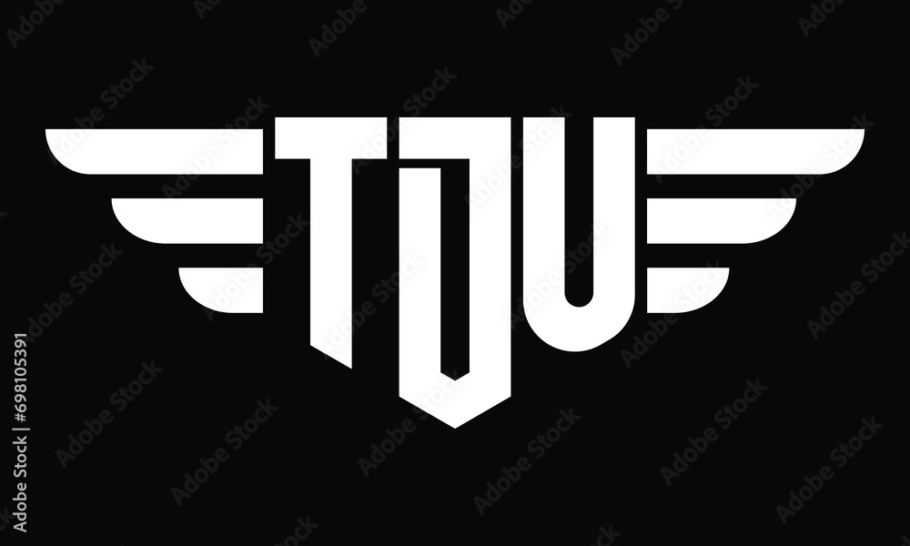 TDU three letter logo, creative wings shape logo design vector template ...