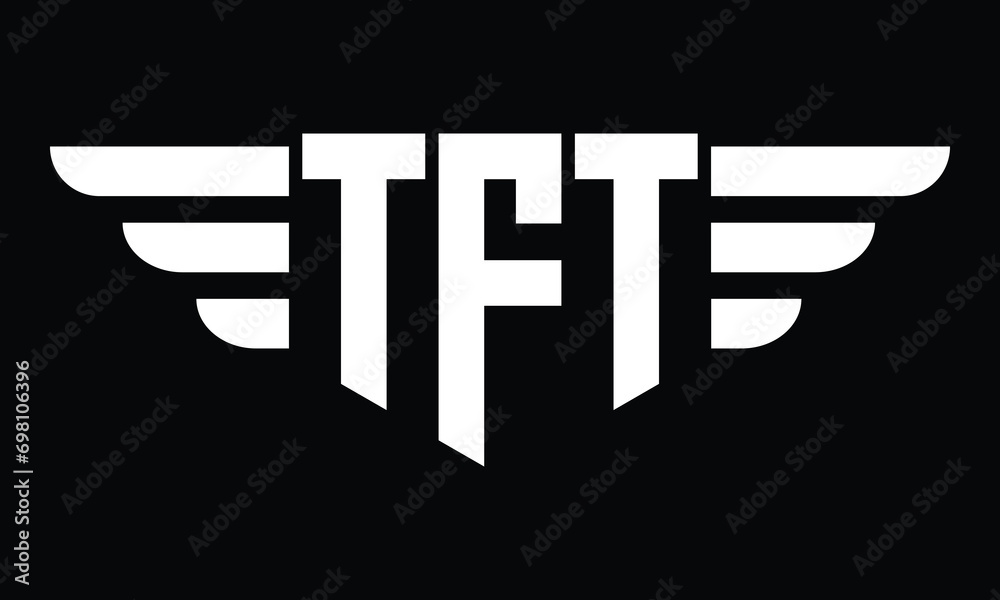 TFT three letter logo, creative wings shape logo design vector template ...