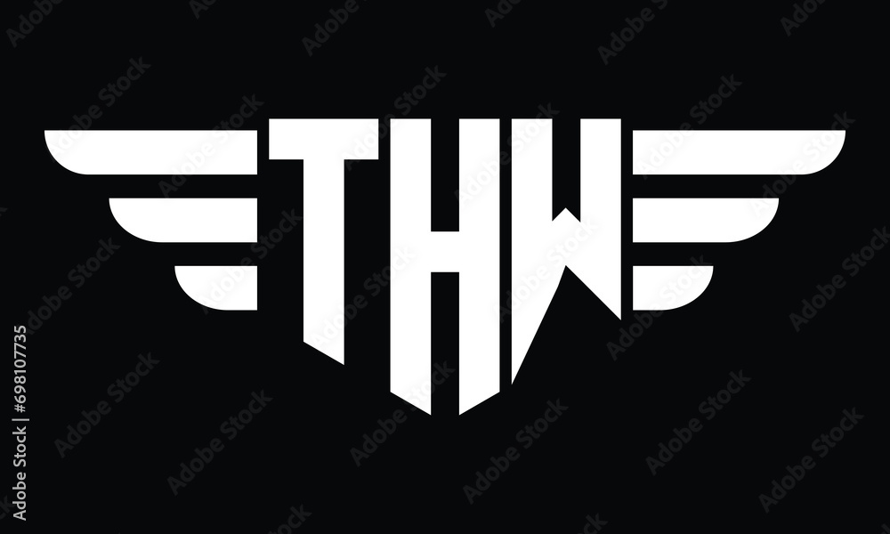 THW three letter logo, creative wings shape logo design vector template ...
