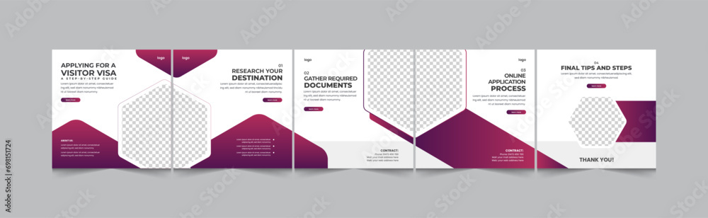 How to apply for a visit visa social media carousel template, travel ...