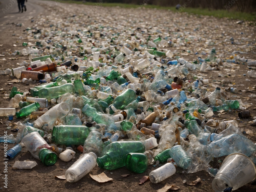 Plastic bottles. Ecological problems. Recycling of plastic, restoration ...