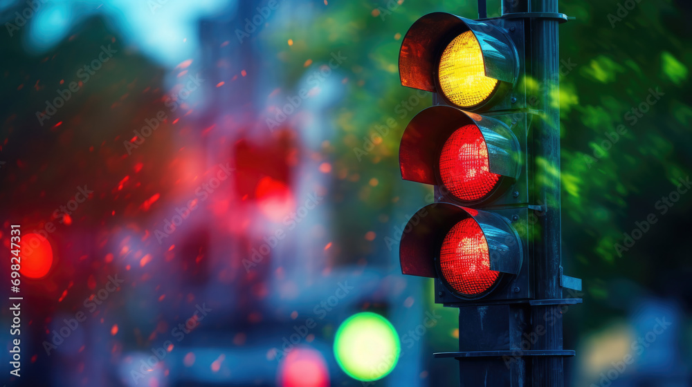 Traffic light displaying red and yellow signals. Suitable for ...