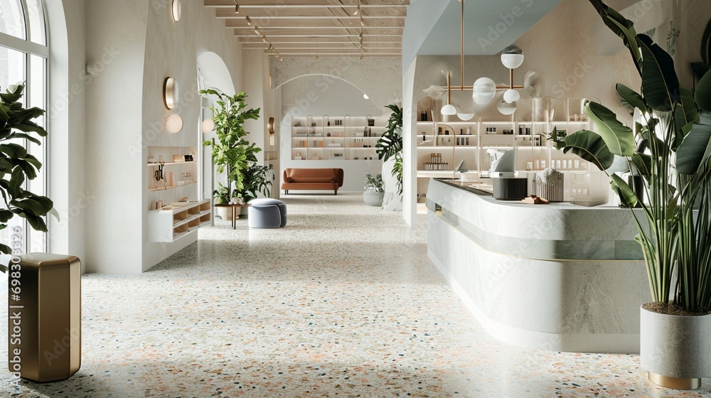 Terrazzo tiles with a unique blend of marble chips in pastel colors ...