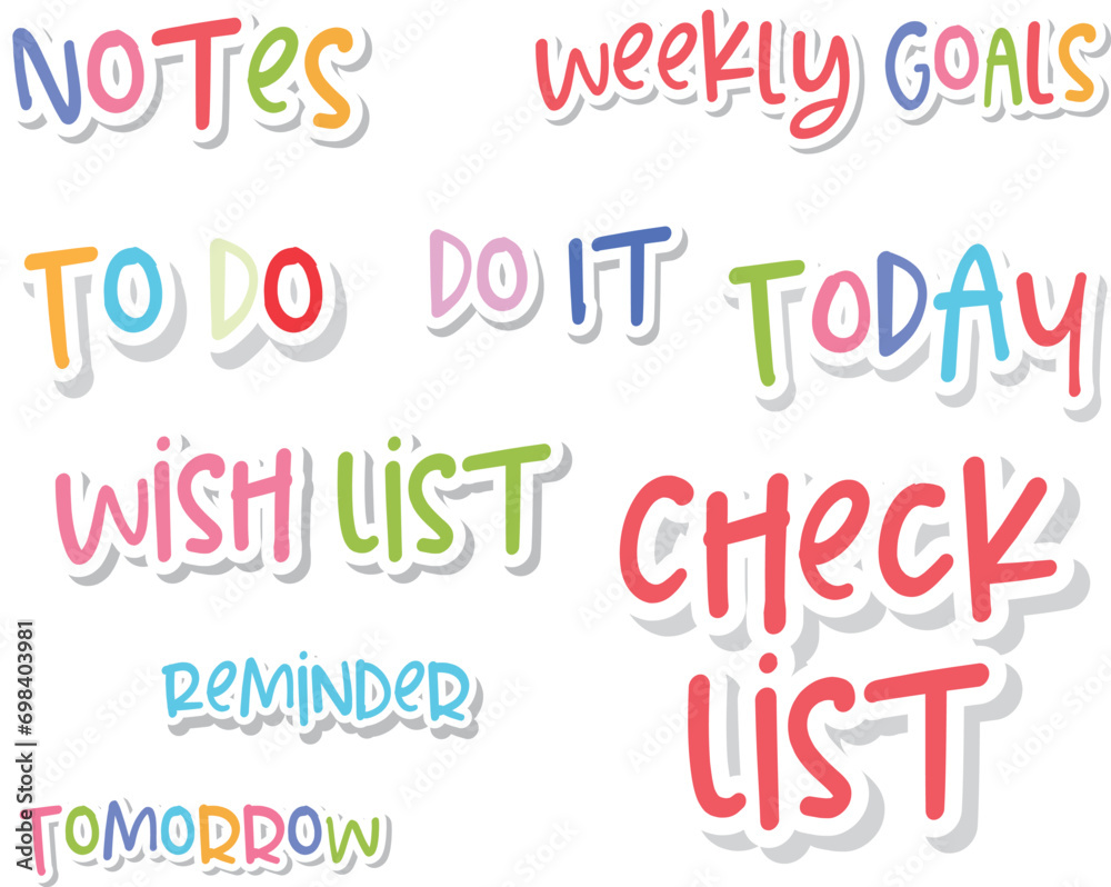 Diary stickers. Daily planner note paper labels, organizer schedule ...