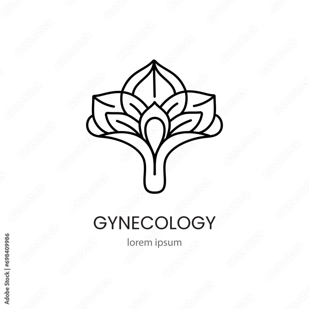 Logo gynecology flower in the shape of the female reproductive system ...